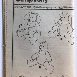 Simplicity 9524 Dog, Rabbit, Bear 14 Two Pattern Piece Animals by ...