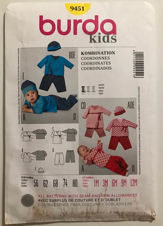 Burda 9451 uncut sewing pattern for baby/toddler sizes 1 month | Etsy