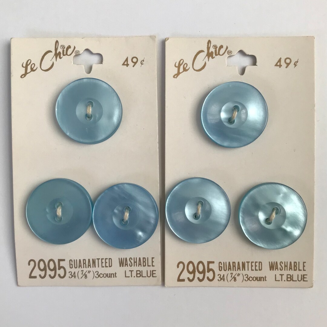 Shiny Light Blue Buttons, 7/8 Inch, by Le Chic 2-hole Buttons 6 Total ...