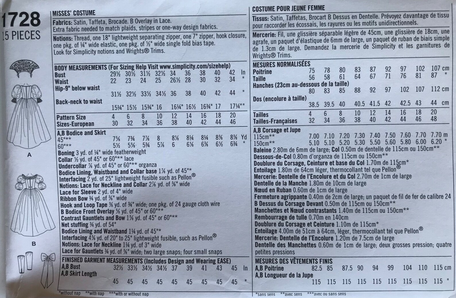 Simplicity 1728 Misses' Costume Pattern Princess Gown - Etsy