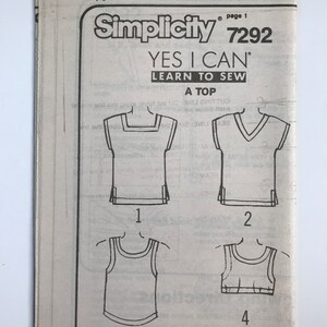Simplicity 7292 90s Pullover Top Pattern: Neckline, Sleeve, Length ...