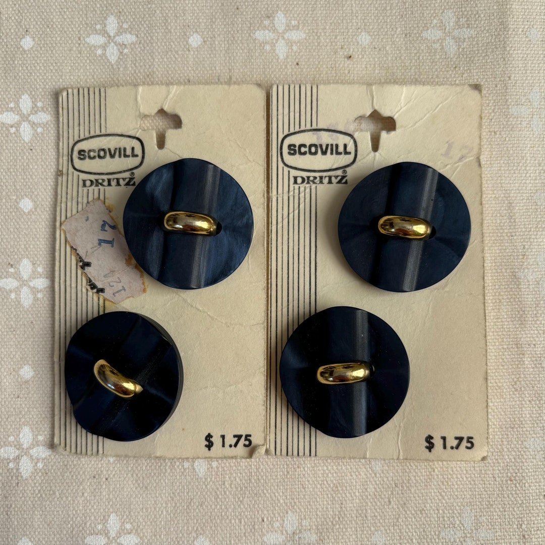 Large Navy Blue Buttons, Shank Style, 1 1/8 Inch, Navy With Gold Accent ...