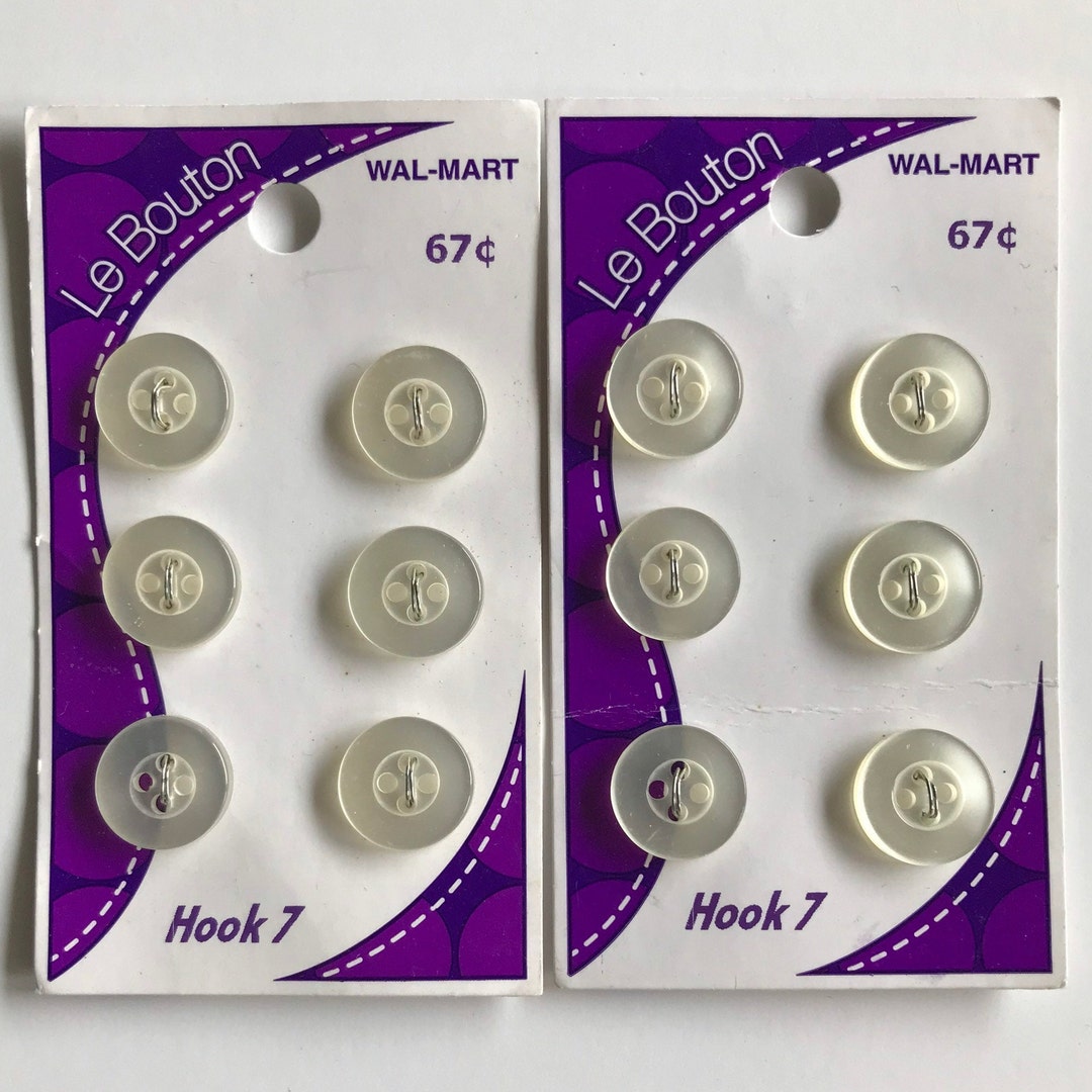 White, Colorless Buttons, 1/2 Inch, by Le Bouton, 12 Total on 2 Cards 4 ...