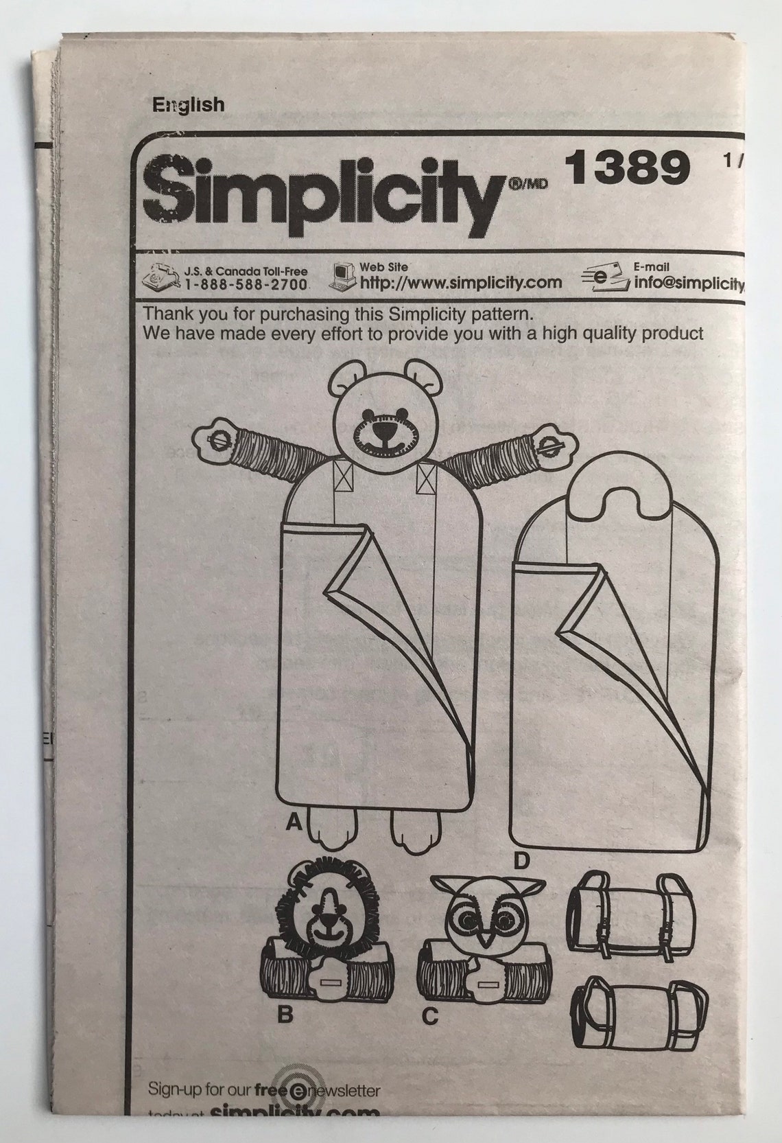 Simplicity 1389 Child's Nap Packs Roll up Fleece Blanket - Etsy