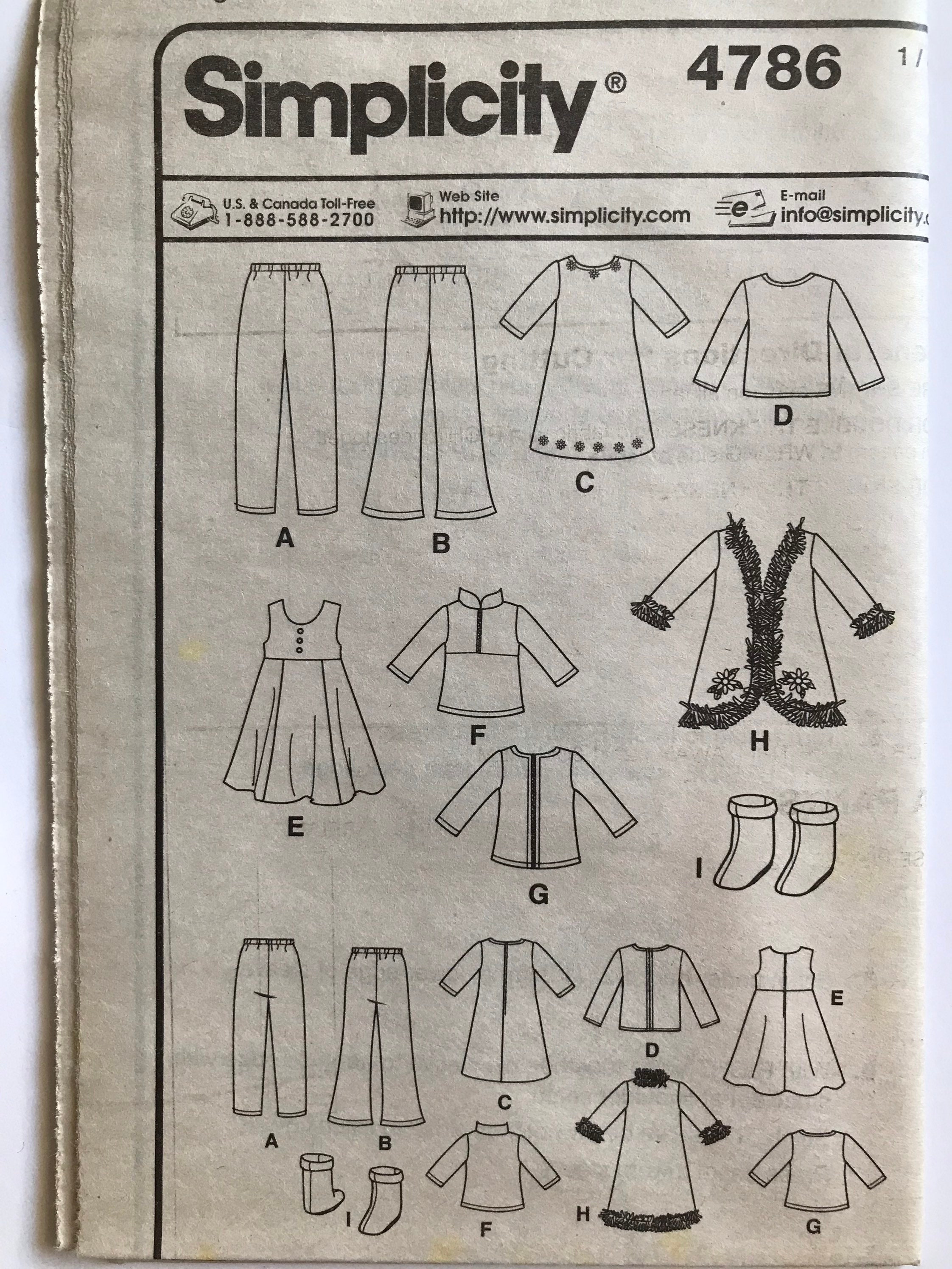 Simplicity 4786 18 Doll Clothes Sewing Pattern Pants - Etsy