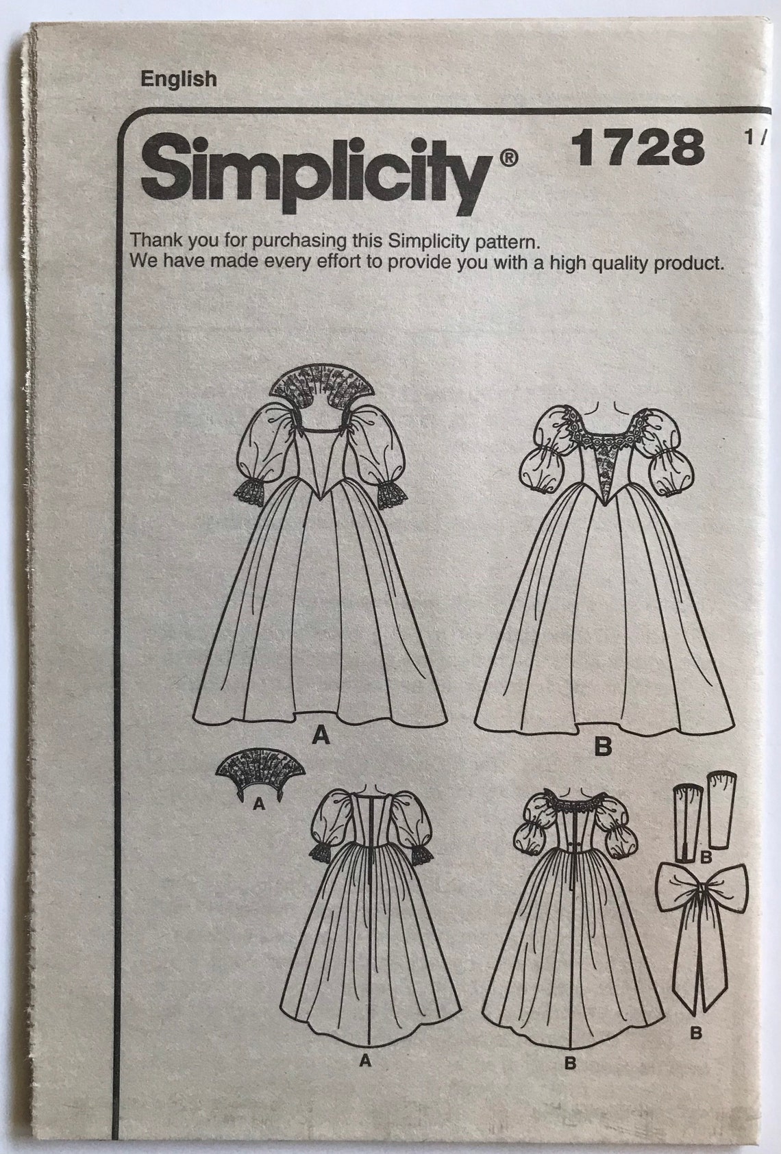 Simplicity 1728 Misses' Costume Pattern Princess Gown - Etsy