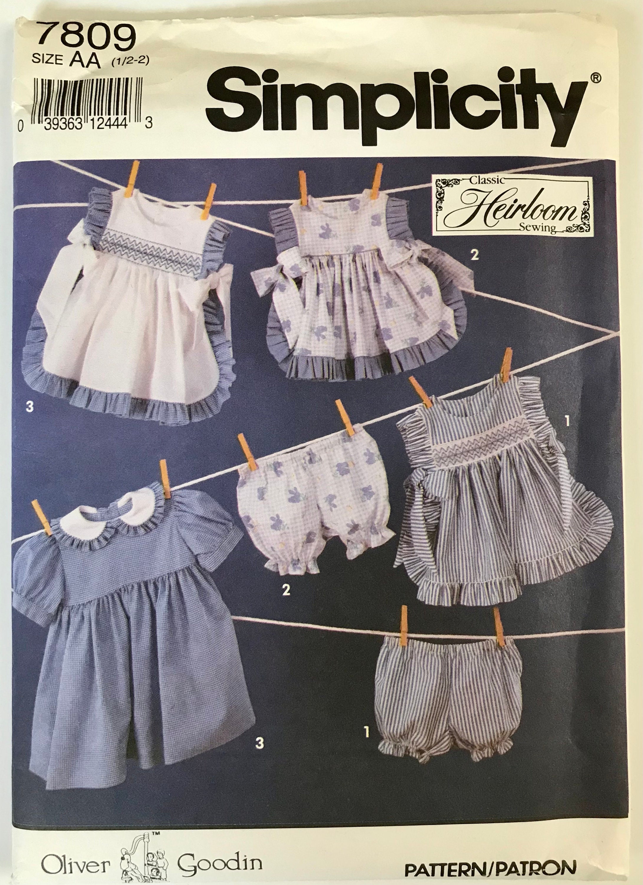 Simplicity 7809 Toddlers' Dress, Pinafore & Bloomers Sewing Pattern ...