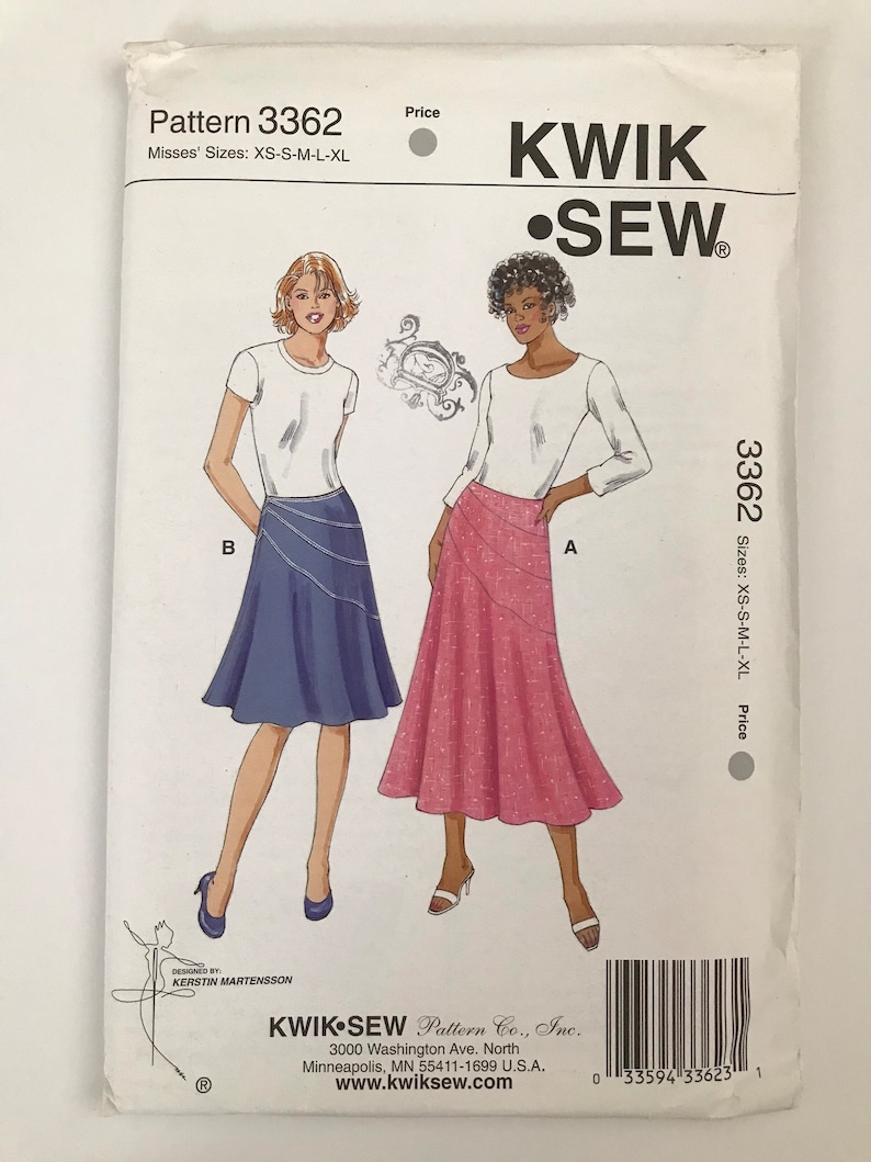Kwik Sew 3362 Y2K Misses' Skirts Knee or Mid-calf Length With Curved ...