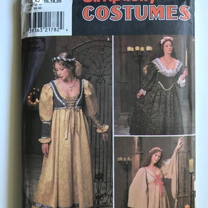 Simplicity 8192/0687 Medieval/renaissance Empire Waist Dress Bell ...