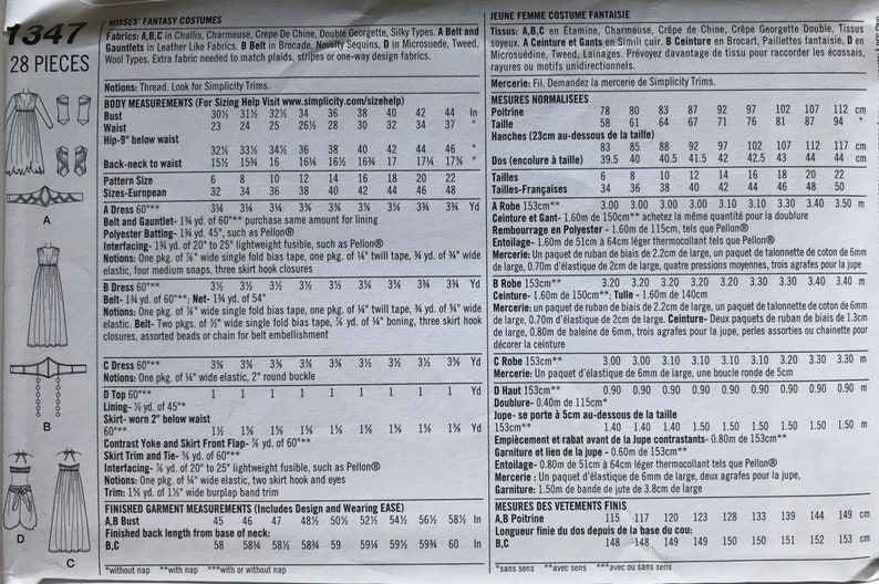 Simplicity 1347 Misses' Fantasy Costume Pattern Sexy - Etsy
