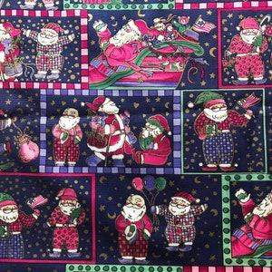 Santa Print Christmas Fabric in a Grid in Blues/purples/pinks - Etsy