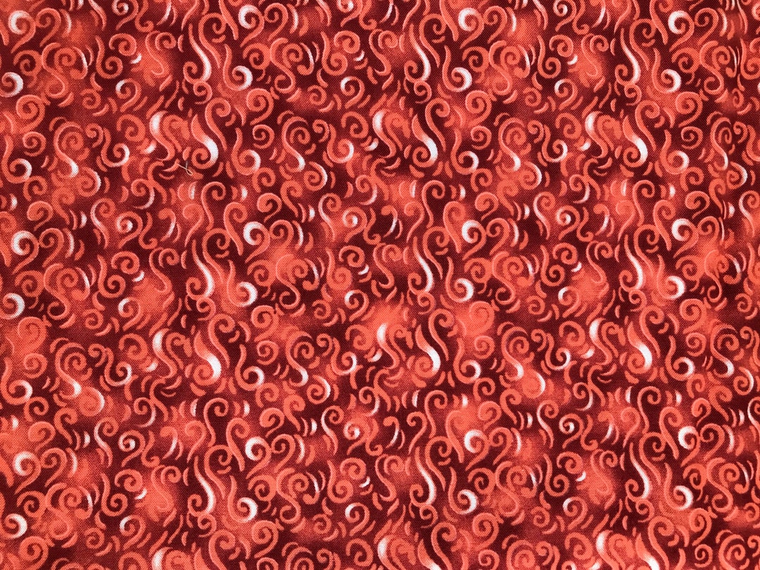 Red-orange Swirl Print Fabric, Timeless Treasures Fabrics Inc. Patt ...