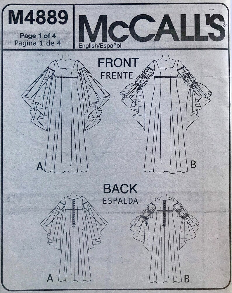 Mccalls M4889 Misses Renaissance Costume Sewing Pattern Long - Etsy