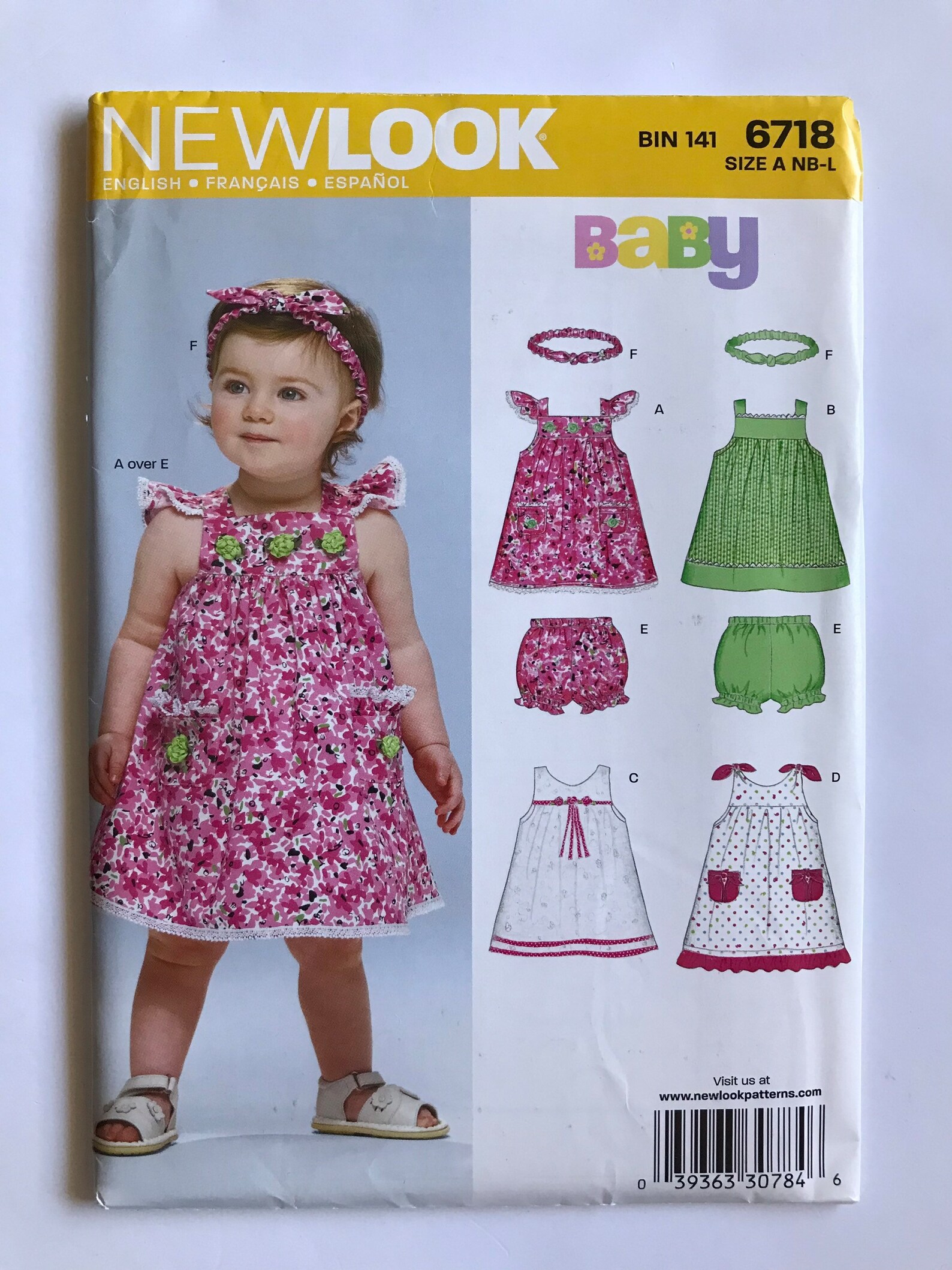 New Look 6718 Baby Dress Bloomers and Headband Pattern Sizes - Etsy