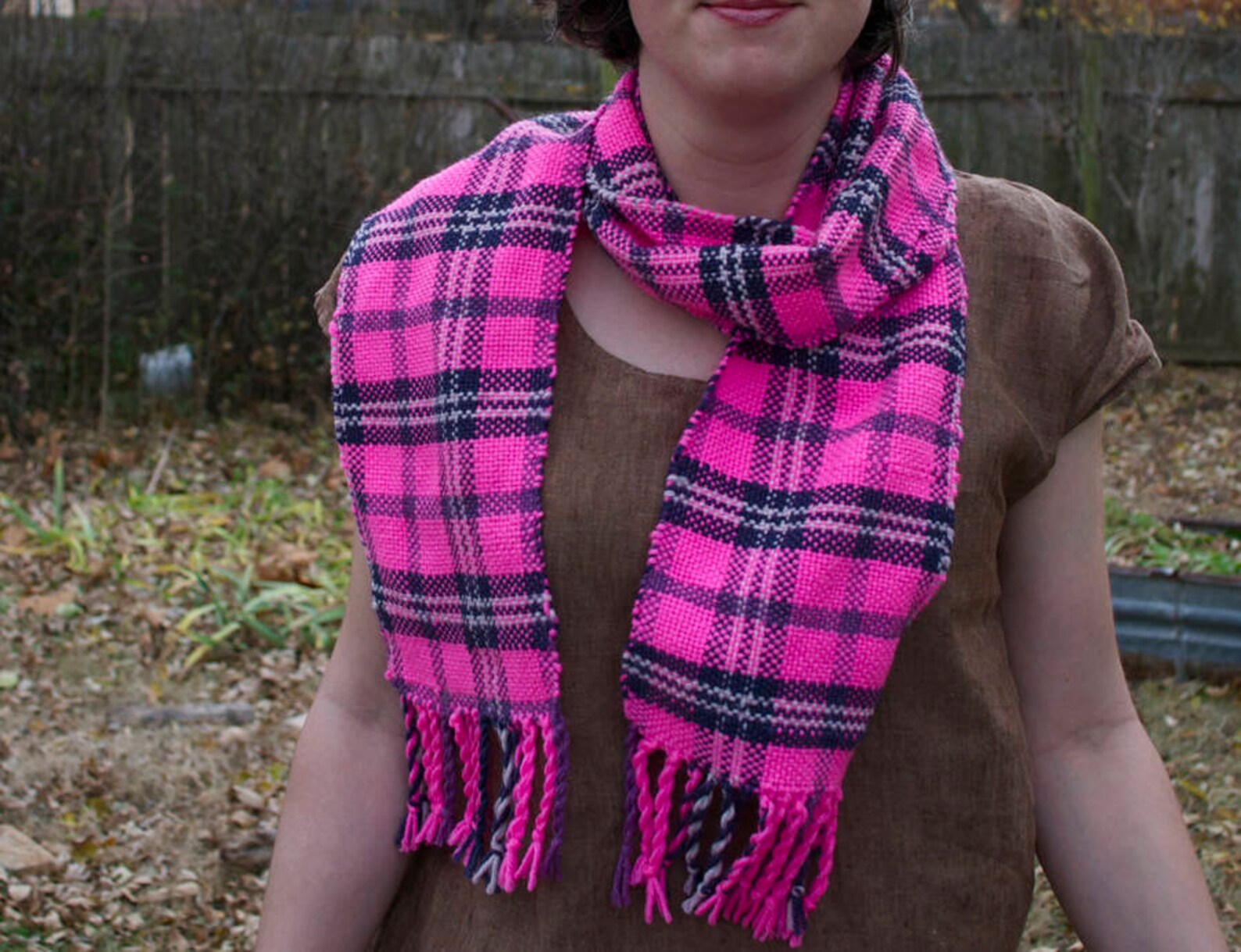 Pink Punk Handwoven Scarf Hot Pink and Purple Woven Plaid - Etsy