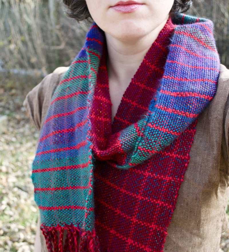 Fire & Ice - Handwoven Scarf - Fiery Red Blue Teal - Autumn Rustic ...