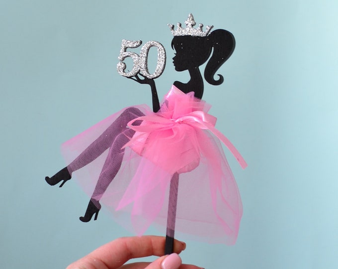 Birthday Girl Cake Topper Sitting Woman Silhouette With Custom Age ...