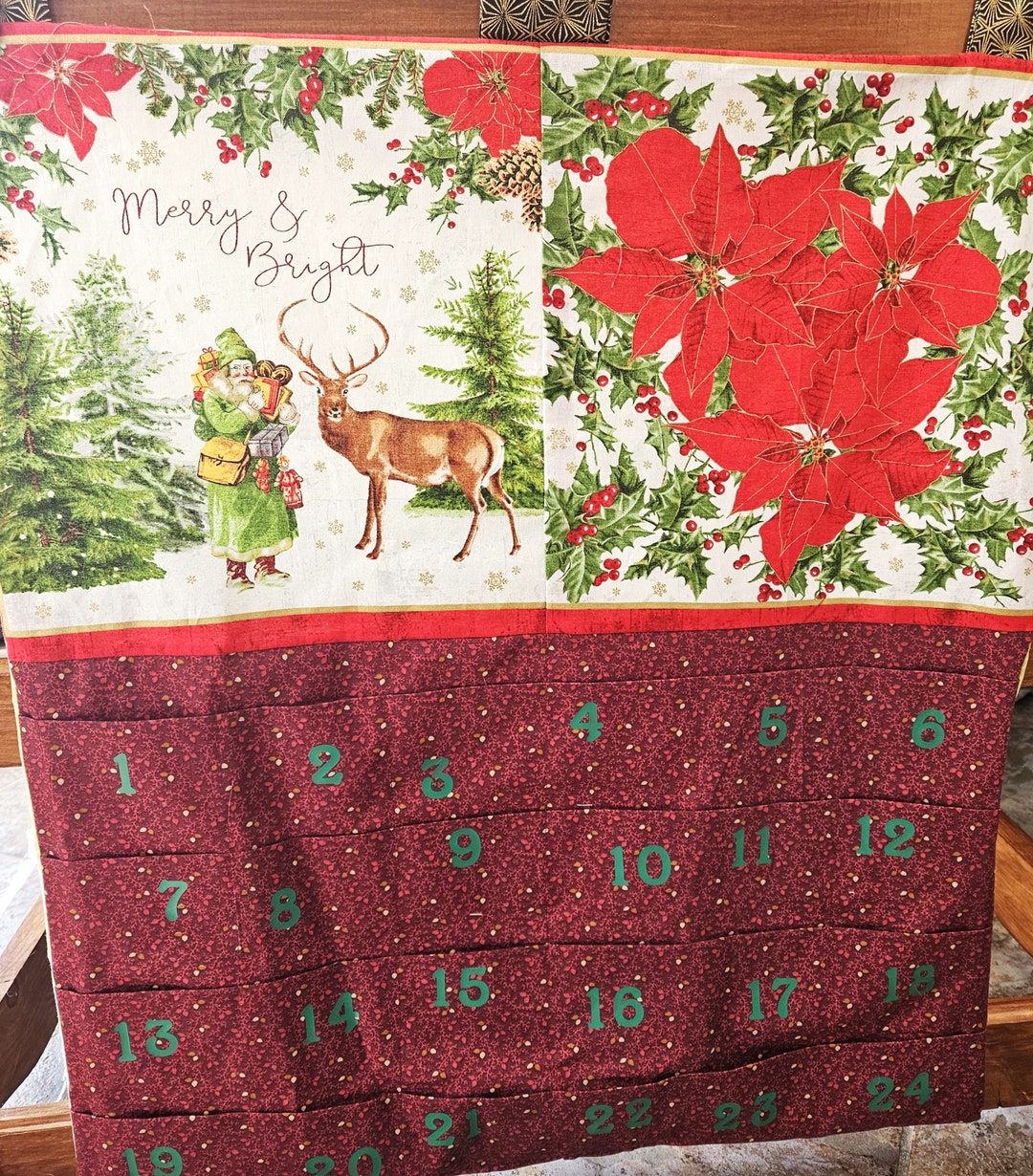 Fabric Advent Calendar; Country Christmas Fillable Calendar; Reusable ...