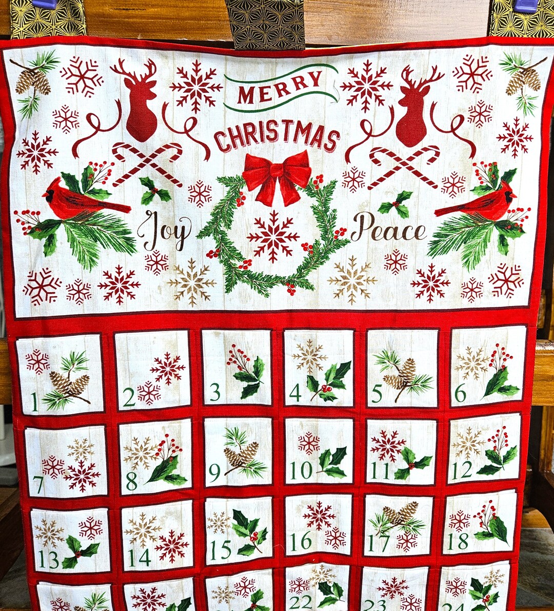 Fabric Advent Calendar; Country Christmas Fillable Calendar; Reusable ...