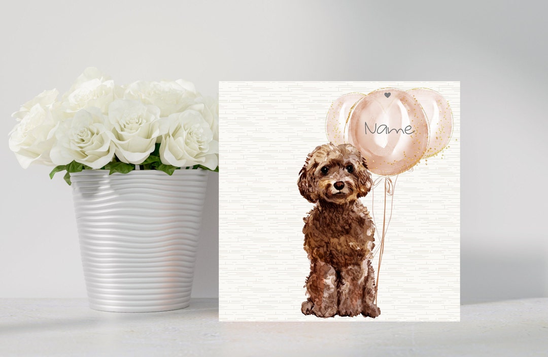 Cockapoo Birthday Card. Hand Made Card With Cute Cockapoo and Balloons ...