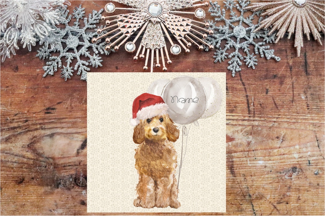 Cockapoo Christmas Card. Cute Cockapoo With Santa Hat . Hand Made Card ...