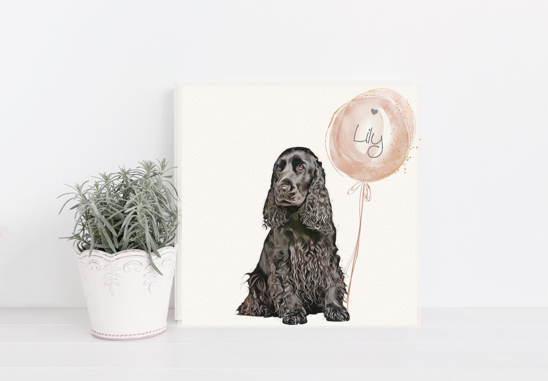 Cocker Spaniel Hand Made Greetings Card. Adorable Spaniel With Balloons ...