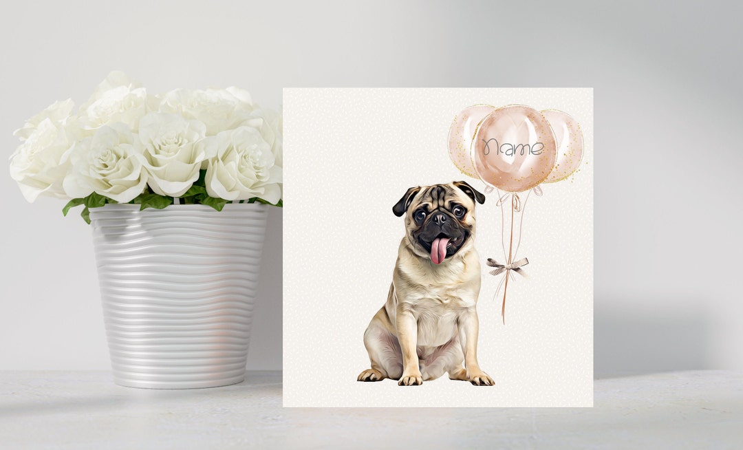 Pug Hand Made Greetings/birthday Card. Cute Pug With Tongue - Etsy