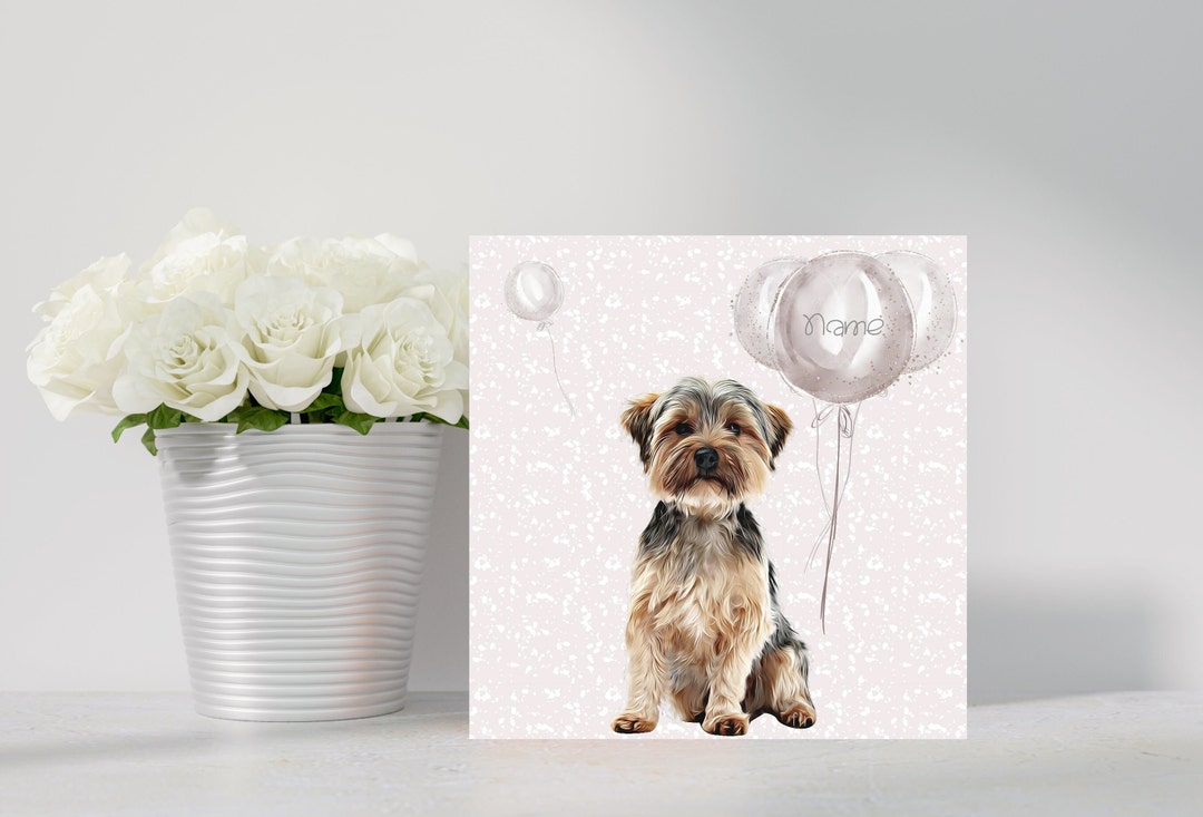 Yorkshire Terrier Birthday Card. Hand Made Card With Adorable Yorkie ...