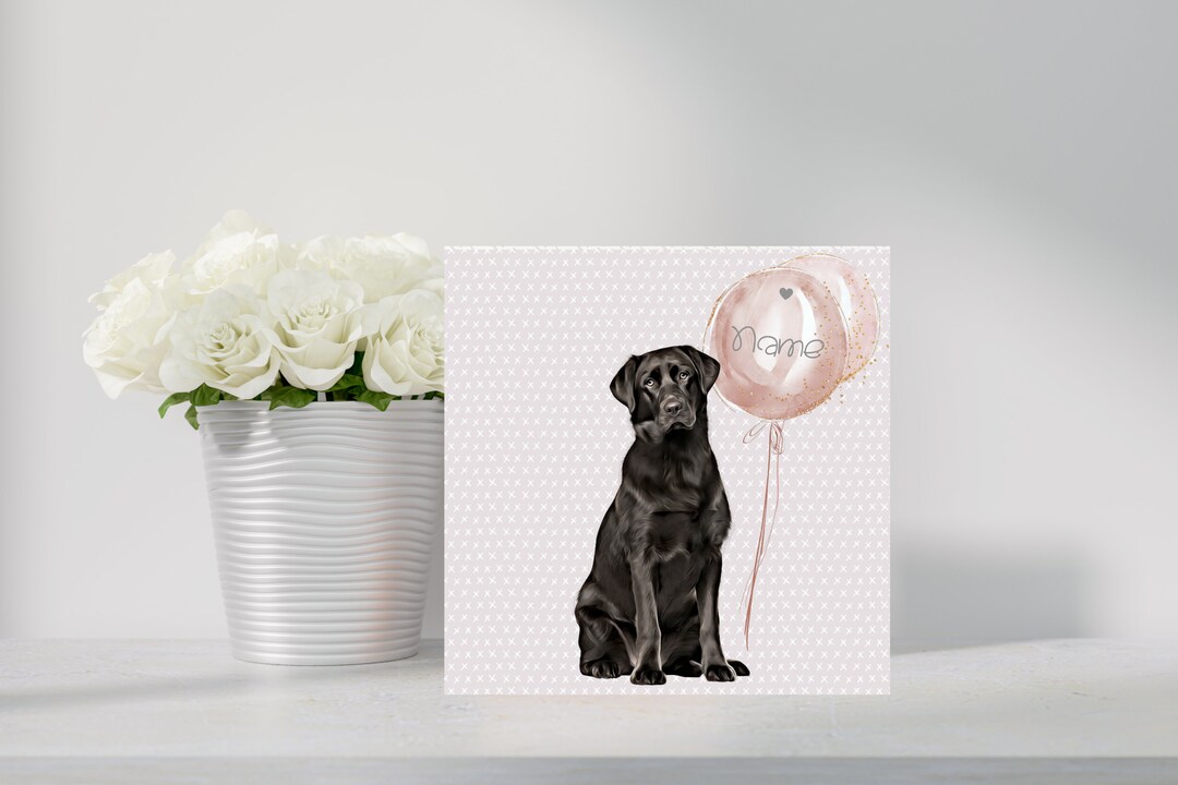 Labrador Birthday Card. Cute Labrador With Balloons Hand Made - Etsy