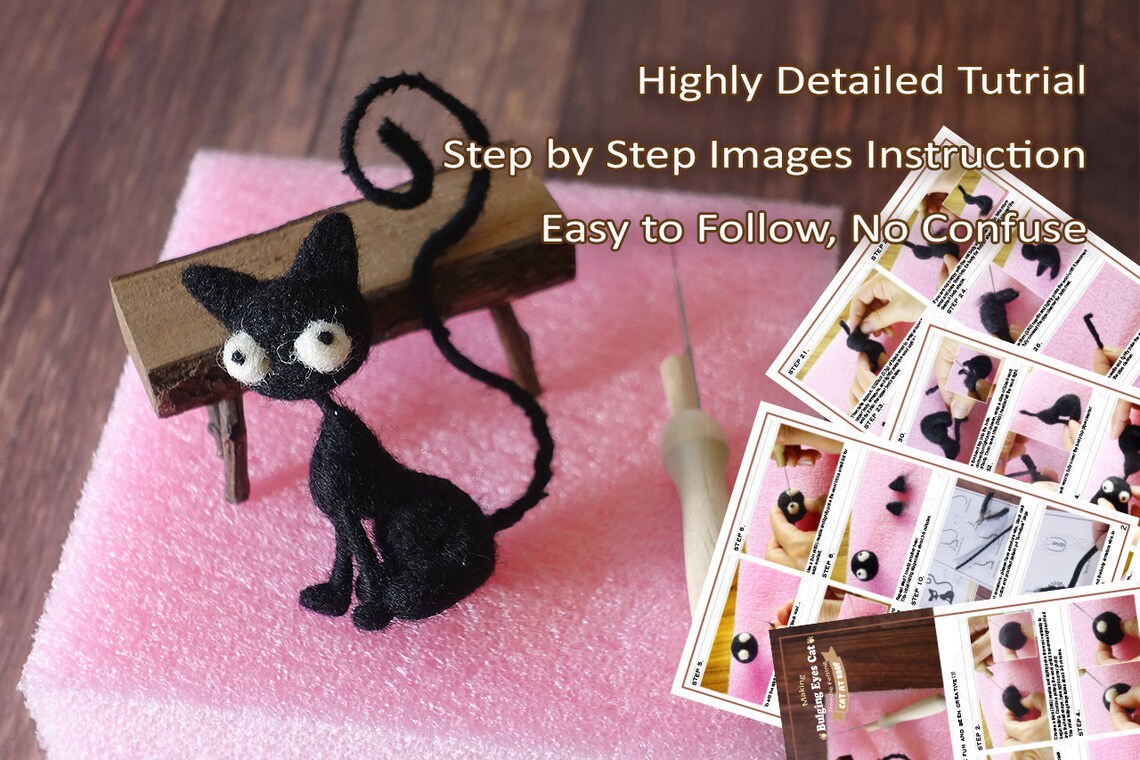 PDF Bulging Eyes Cat Needle Felting Tutorial Pattern | Etsy