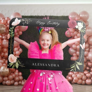 Birthday Photo Booth Frame Birthday Prop With Flowers Floral - Etsy