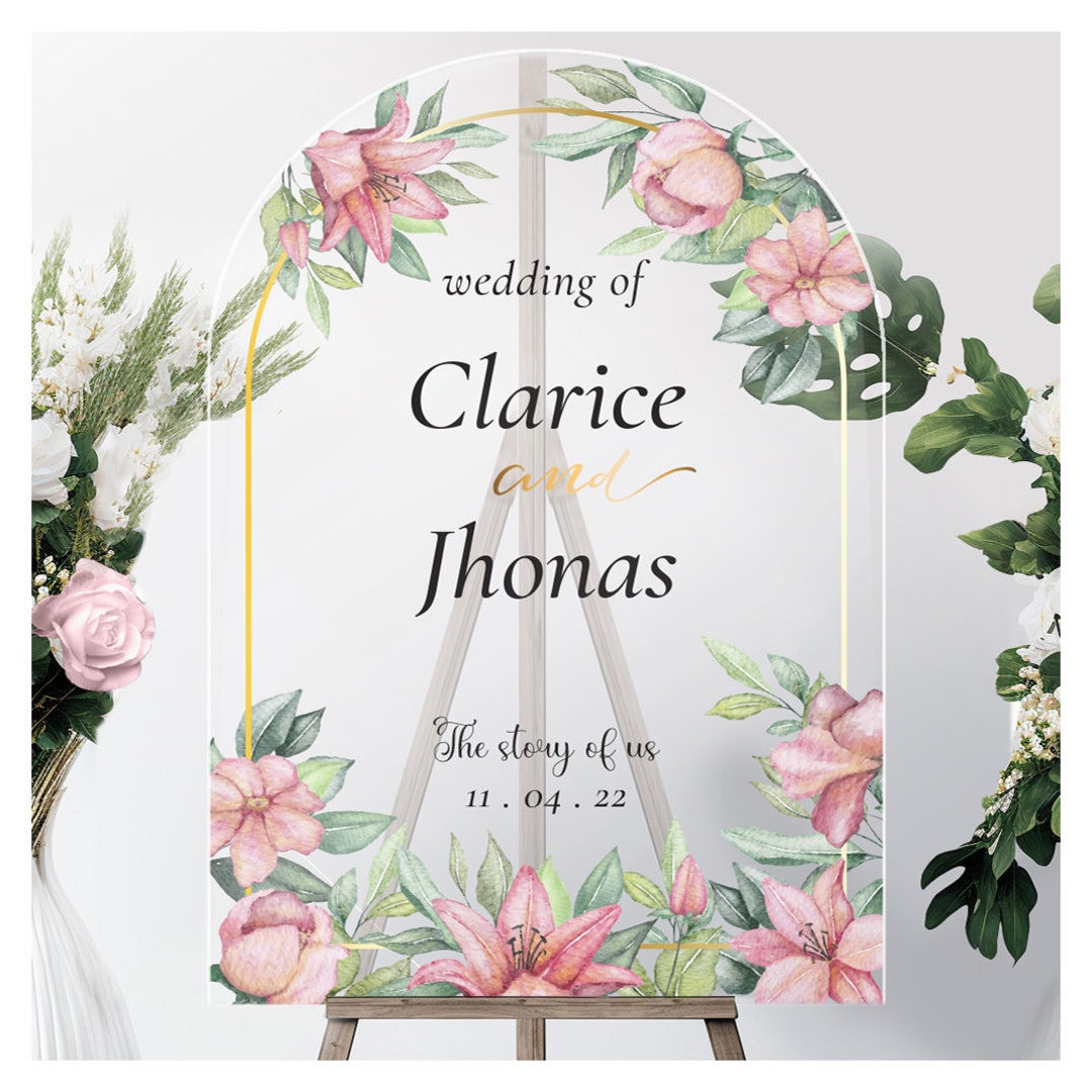 Floral Wedding Sign Arched Wedding Welcome Sign Wedding - Etsy