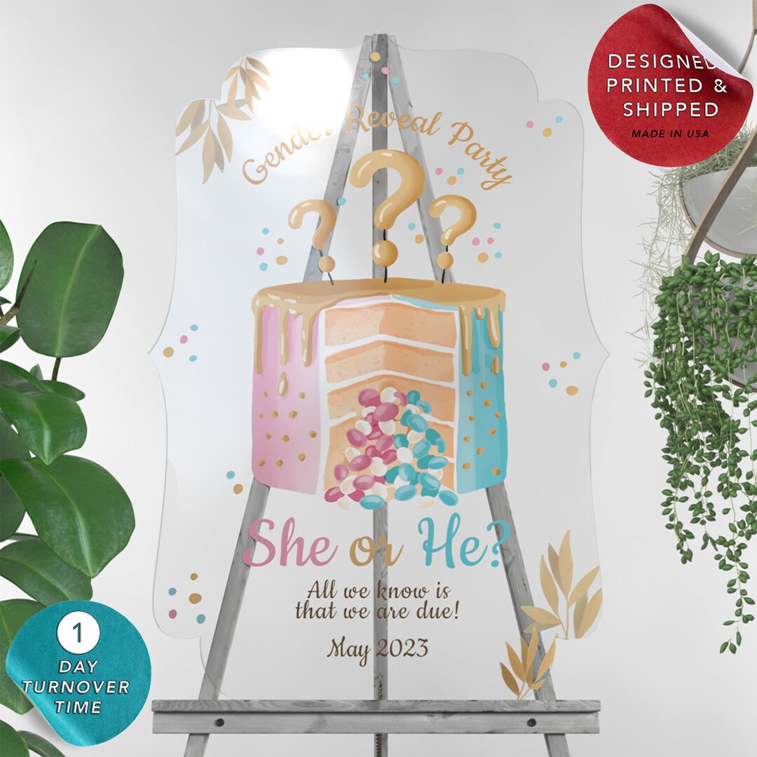 Gender Reveal Sign, Baby Gender Reveal Welcome Sign, He or She Gender ...