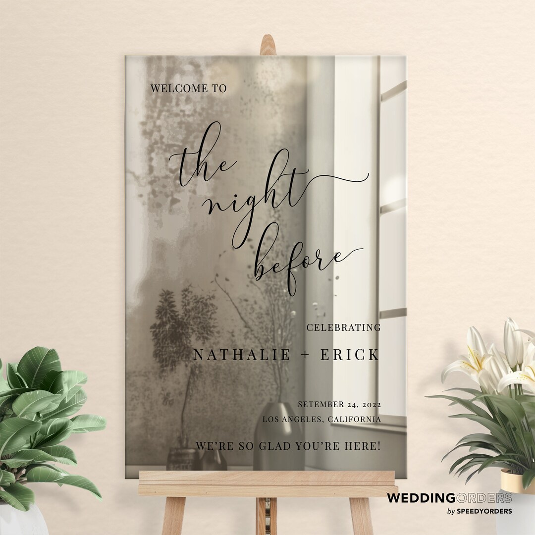 The Night Before Wedding Sign, Rehearsal Dinner Sign, Mirror Night ...