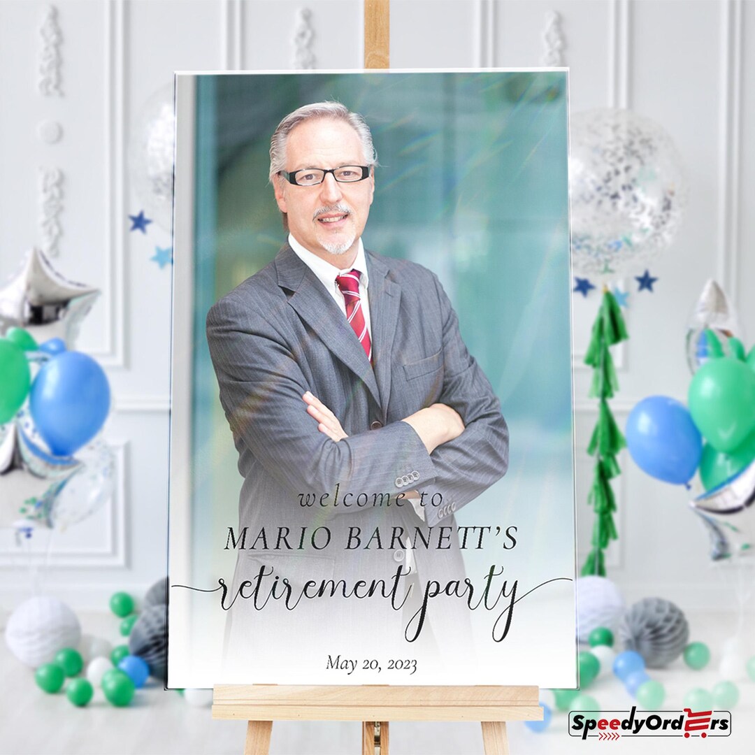 Retirement Sign, Retirement Welcome Sign With Photo, Custom Retirement ...