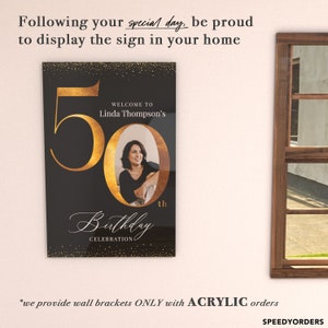 50th Birthday Sign, 50th Birthday Welcome Sign With Photo, Fab at 50 ...