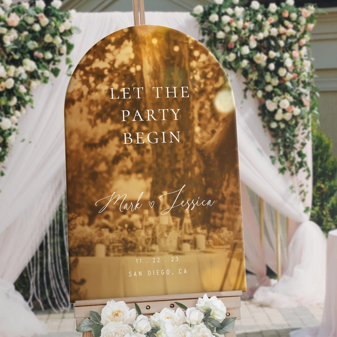 Wedding Party Sign Gold Mirror Wedding Sign Let the Party - Etsy