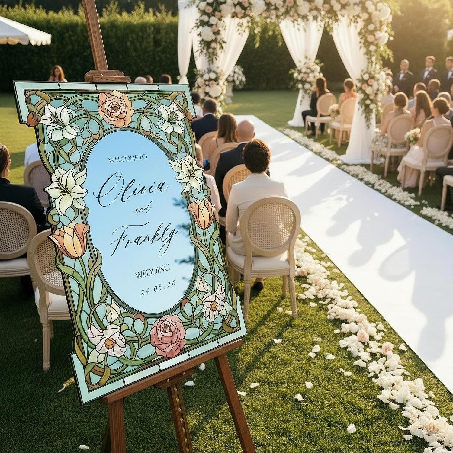 Stained Glass Floral Wedding Sign, Welcome to the Wedding of Sign ...