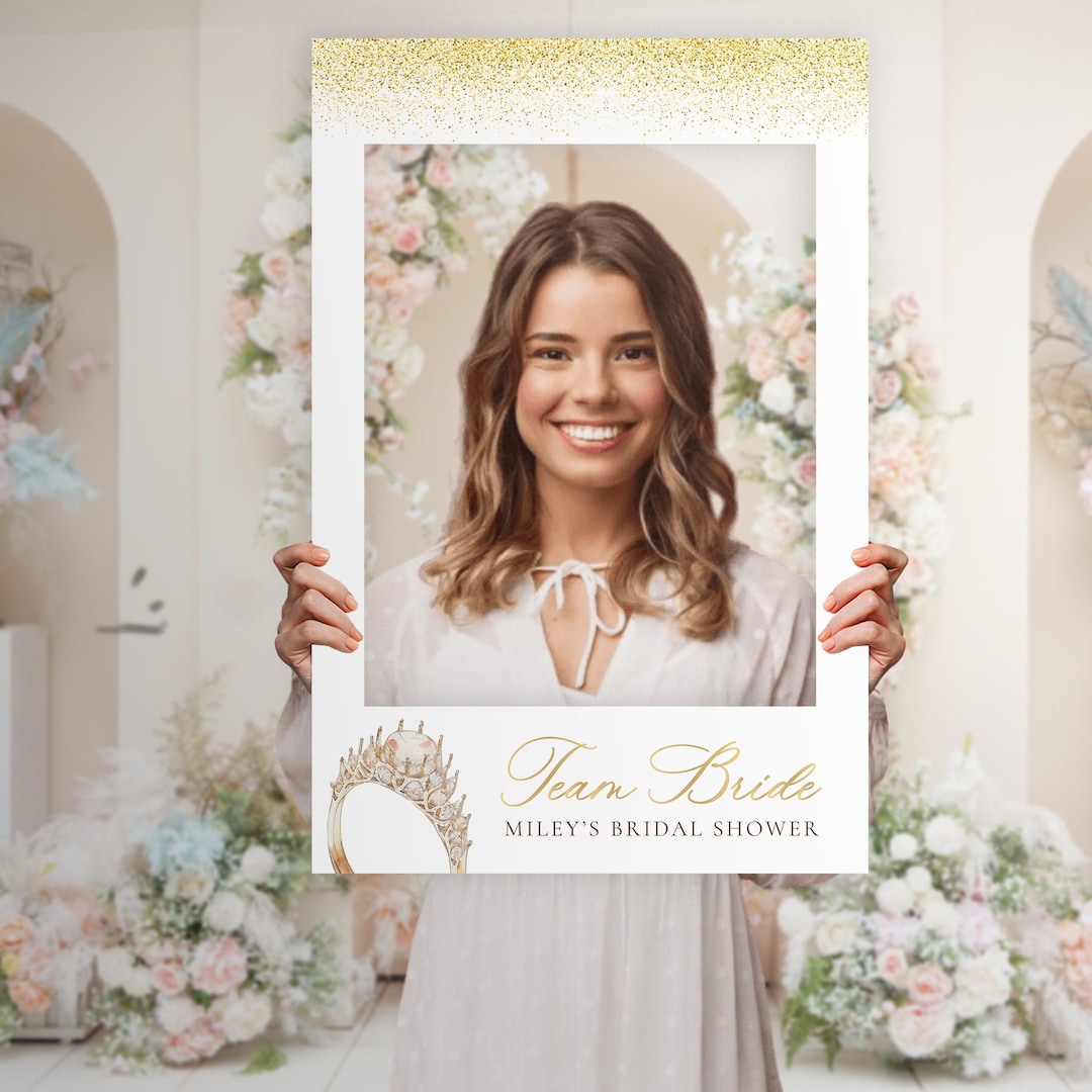 Team Bride Bridal Shower Photo Booth Frame, Bridal Shower Selfie Frame ...