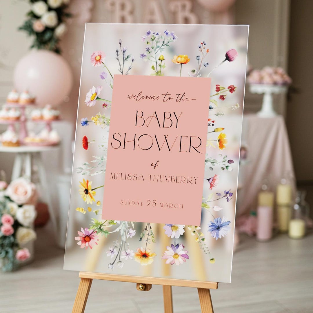 Wildflower Baby Shower Sign, Wildflower Baby Shower Welcome Sign ...