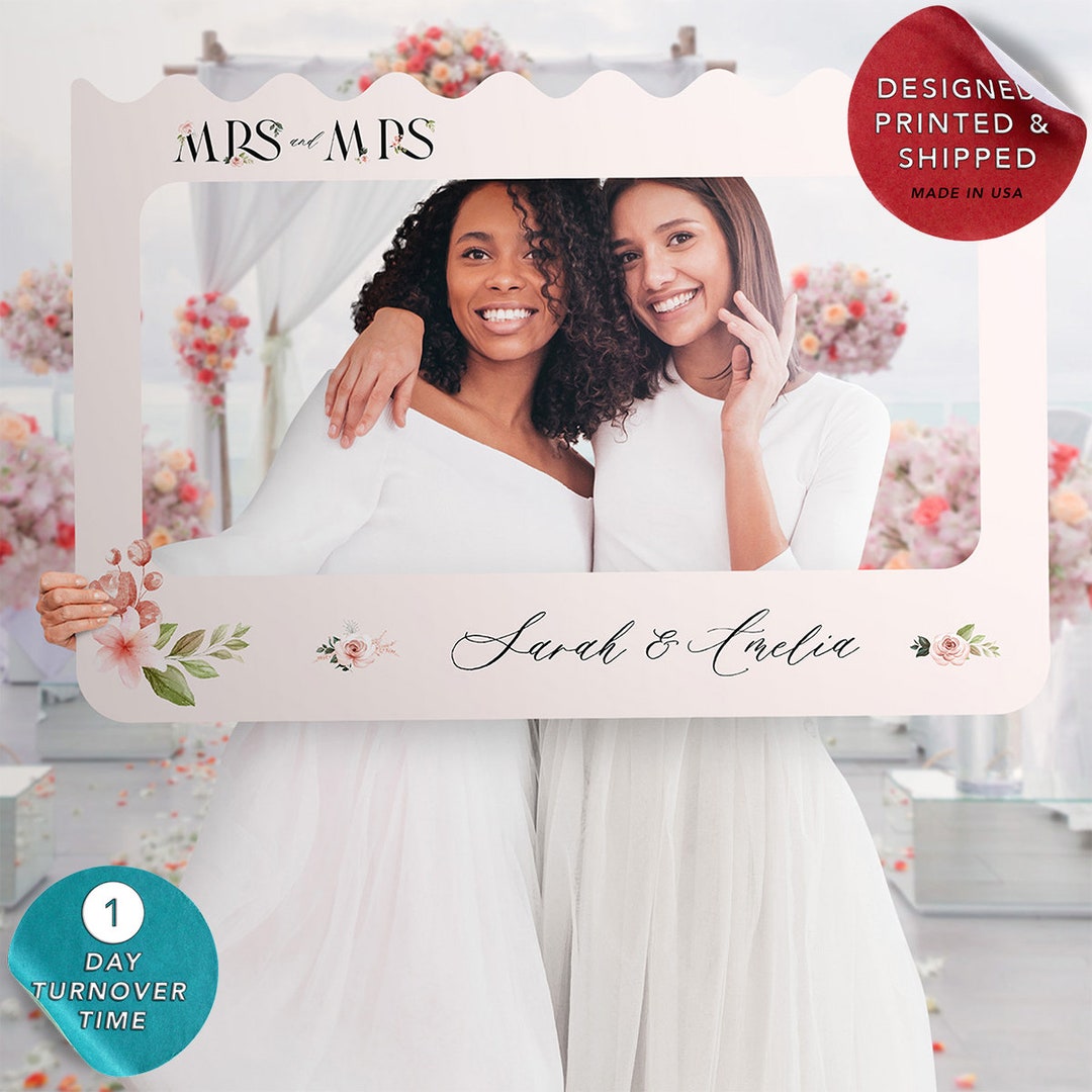 Lesbian Wedding Photo Booth, Custom Mrs and Mrs Wedding Reception Photo ...