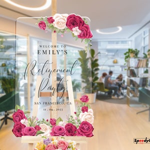 Retirement Party Welcome Sign, Custom Blushing Roses Retirement Sign ...