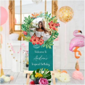 Tropical Birthday Party Welcome Sign, Custom Welcome Board for Birthday ...