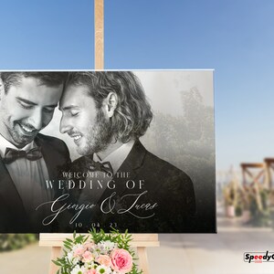Gay Wedding Sign, Gay Marriage Signs, Personalized Photo Acrylic GBTQ ...