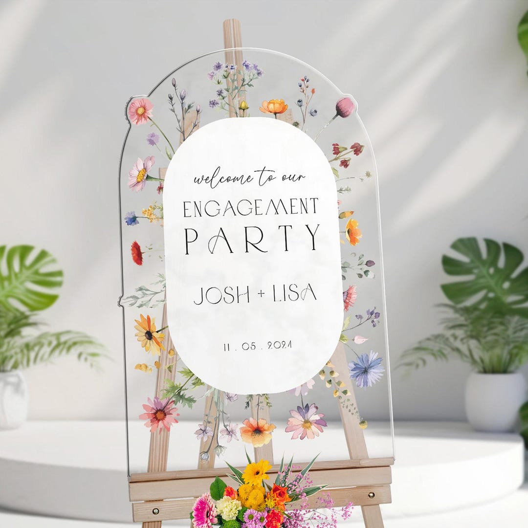 Engagement Sign, Wildflowers Engagement Party Sign, Floral Engagement ...