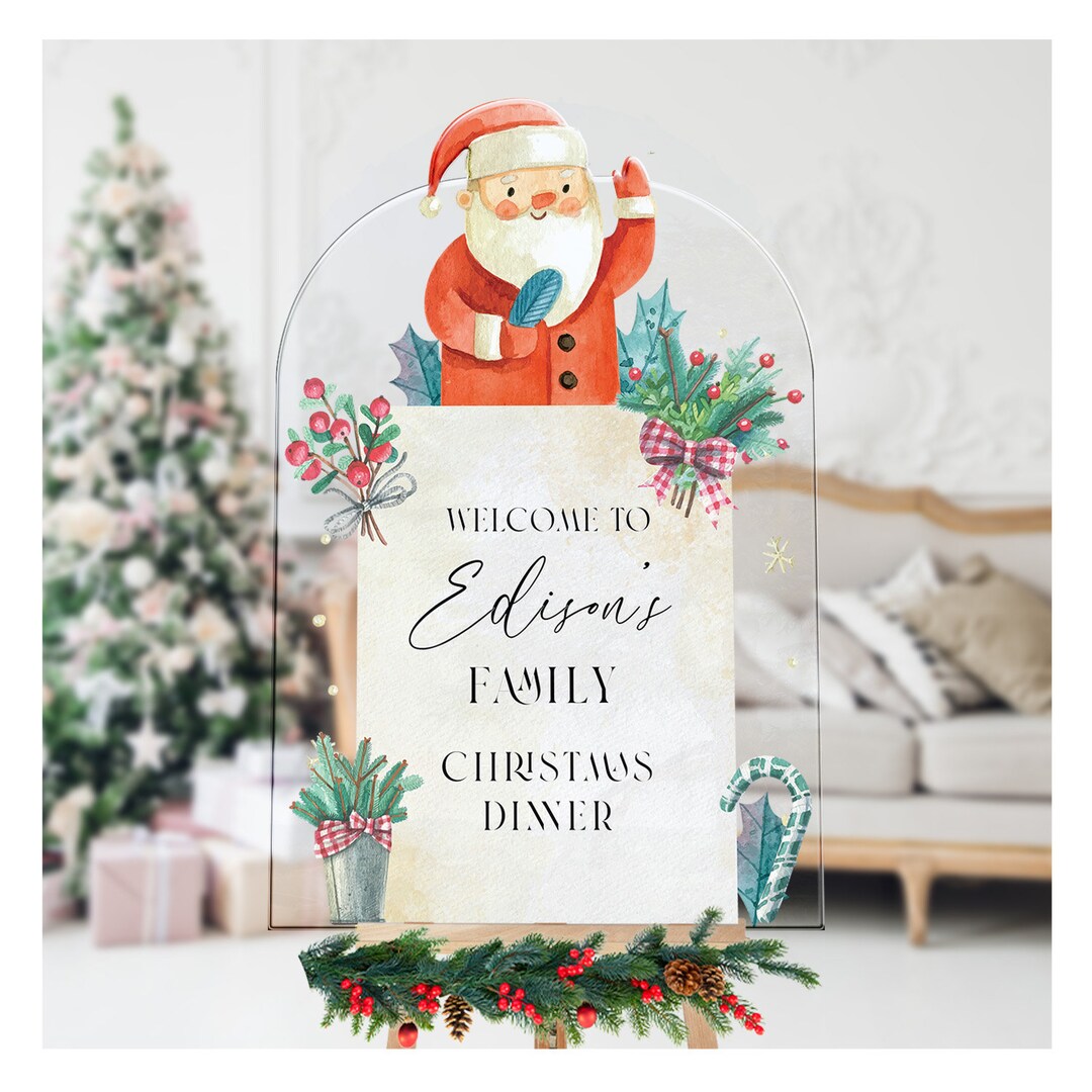 Christmas Welcome Sign, Custom Xmas Party Sign, Personalized Christmas ...