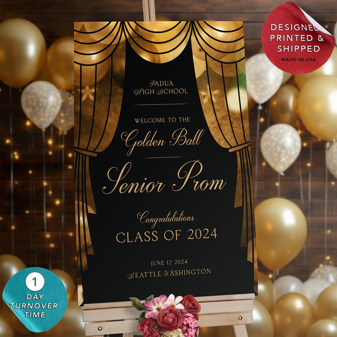 High School Prom Welcome Sign, High School Ball Sign, Custom Senior ...