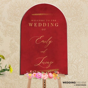 Red Wedding Welcome Sign, Red Wedding Sign, Personalized Wedding Sign ...