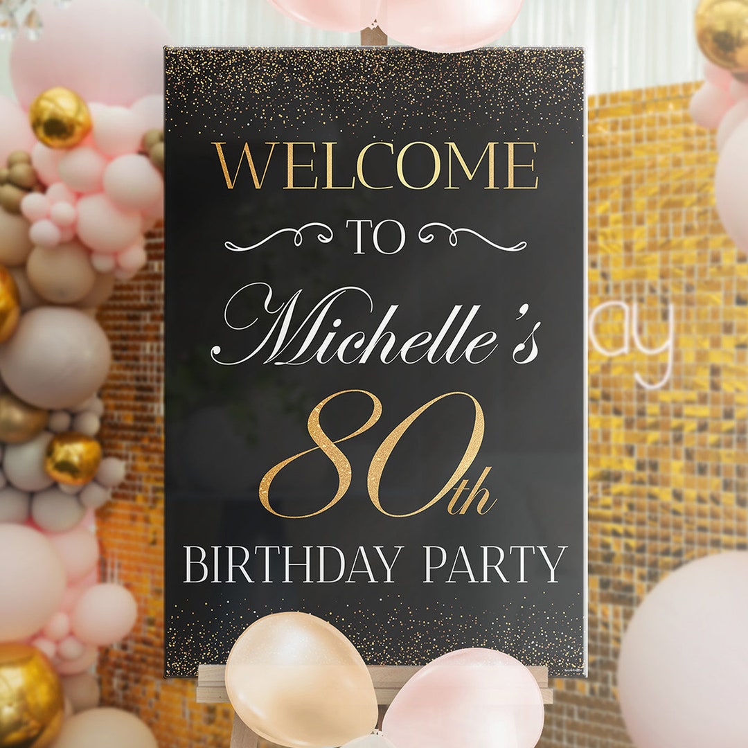 80th Birthday Sign, Personalized Welcome Sign for 80th Birthday Party ...