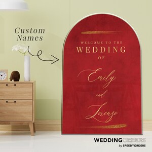 Red Wedding Welcome Sign, Red Wedding Sign, Personalized Wedding Sign ...